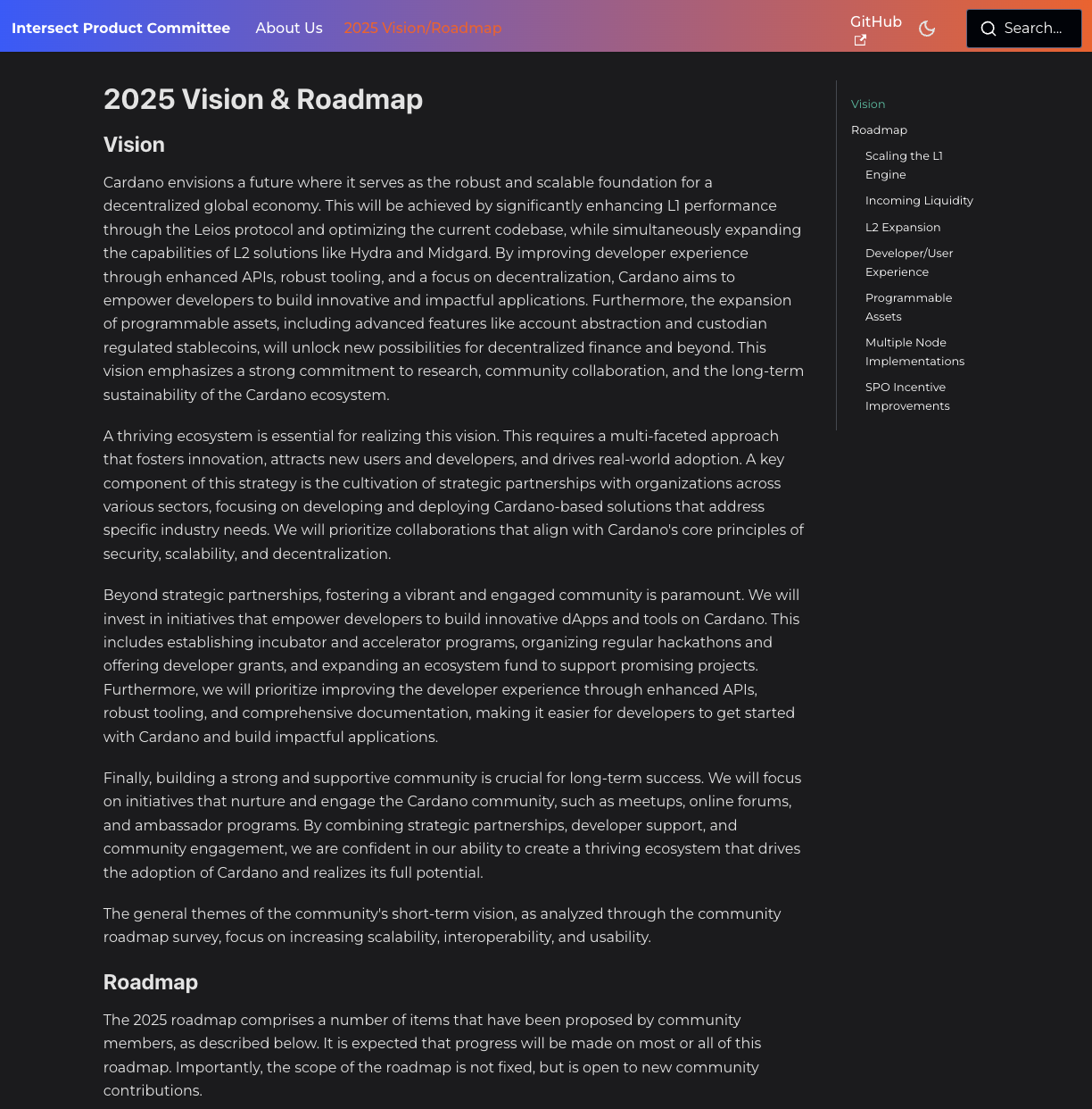 Intersect Product Committee：2025年のビジョンとロードマップ – SIPO：Cardano ADA SITION Stake Pool